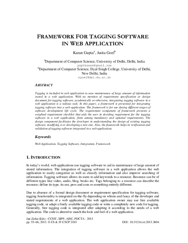 (PDF) Framework for Tagging Software in Web Application | Karan Gupta ...