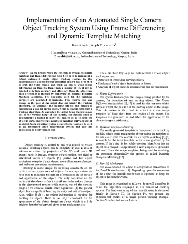 (PDF) Automated Object Tracking with Dynamic Template