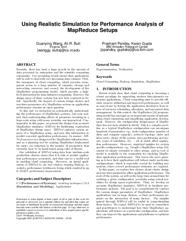(PDF) MRPerf: A Simulator for MapReduce Analysis
