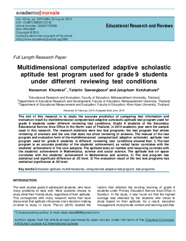 (PDF) Multidimensional Computerized Adaptive Scholastic Aptitude Test ...