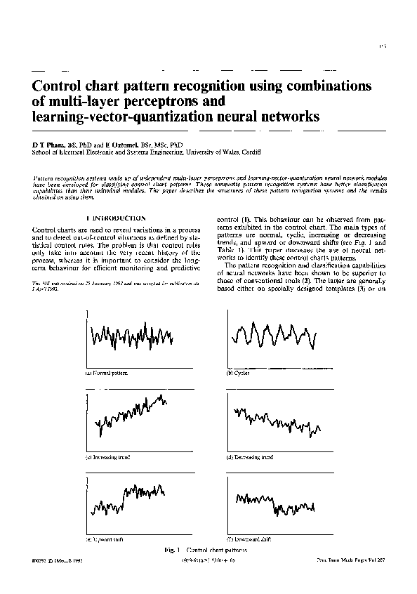 Pdf Control Chart Pattern Recognition Using Combinations Of Multi‐layer Perceptrons And