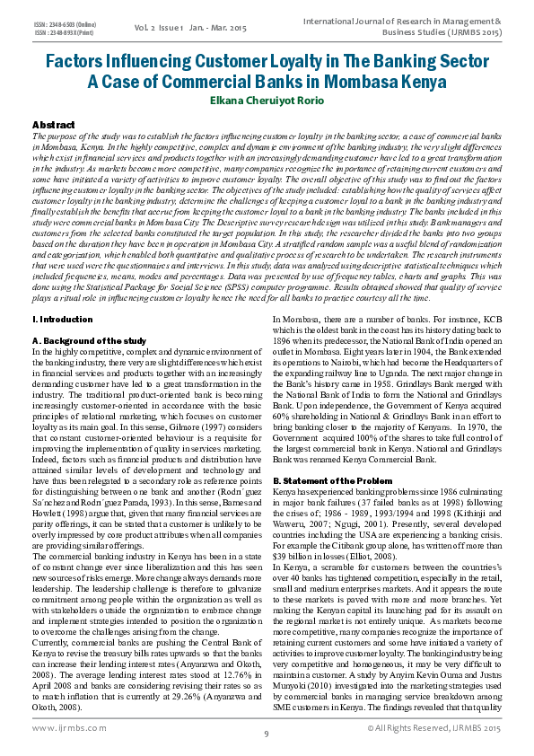 (PDF) Factors Influencing Customer Loyalty in The Banking Sector A Case of Commercial Banks in ...