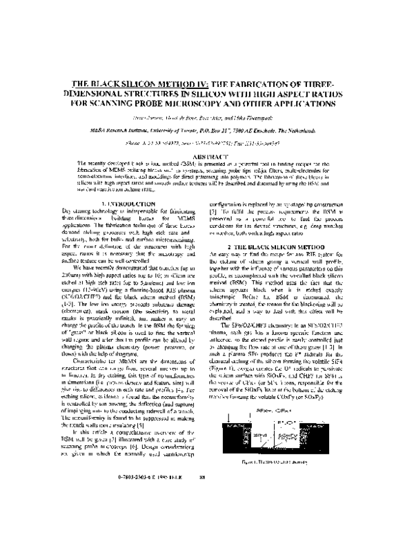 Pdf The Black Silicon Method Iv The Fabrication Of Three Dimensional Structures In Silicon
