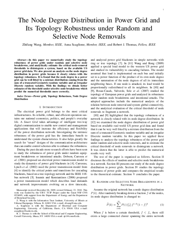 Pdf The Node Degree Distribution In Power Grid And Its Topology