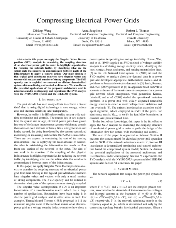 Pdf Compressing Electrical Power Grids