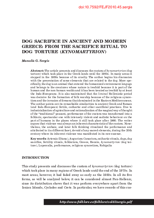 (PDF) Dog Sacrifice in Ancient and Modern Greece: From the Sacrifice ...