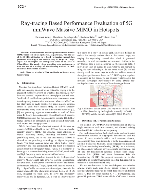 Pdf Ray Tracing Based Performance Evaluation Of 5g Mmwave Massive