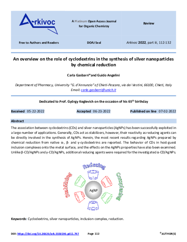 (PDF) An overview on the role of cyclodextrins in the synthesis of silver nanoparticles by ...
