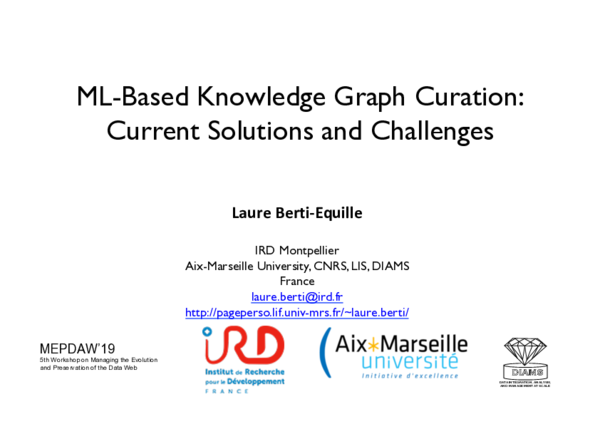 (PDF) ML-Based Knowledge Graph Curation: Current Solutions and Challenges