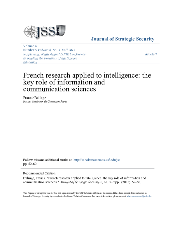 (PDF) French research applied to intelligence: the key role of ...