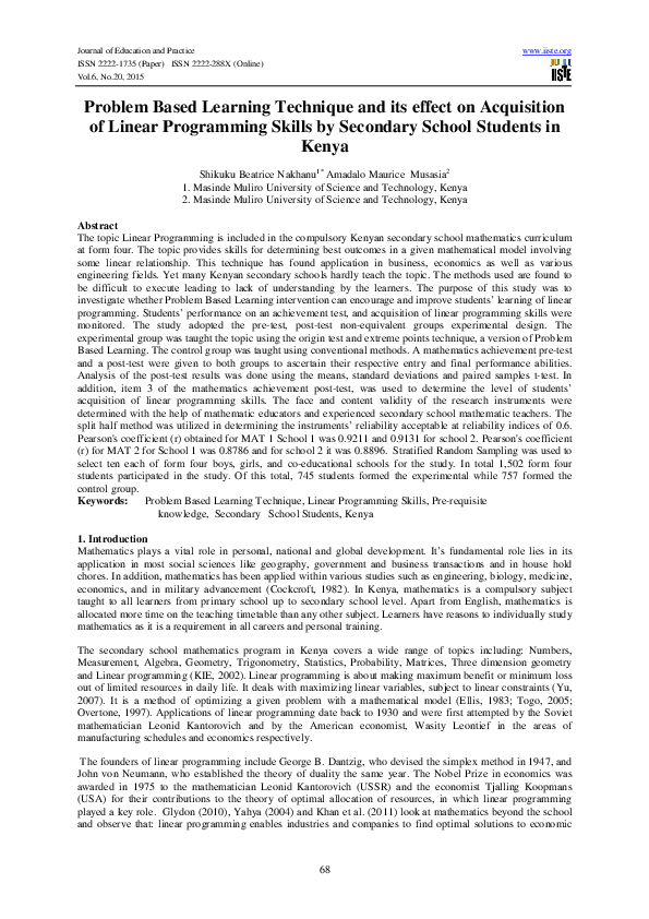 (PDF) Problem Based Learning Technique and its effect on Acquisition of ...