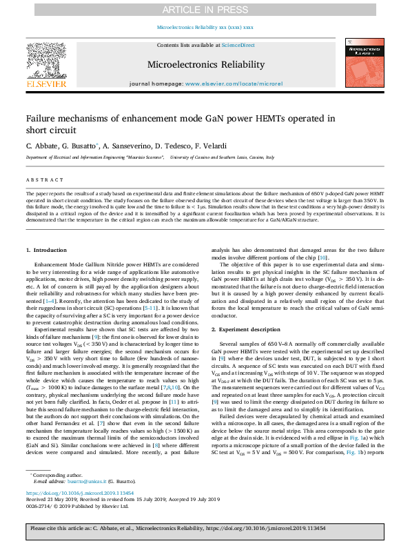 (PDF) Failure mechanisms of enhancement mode GaN power HEMTs operated in short circuit