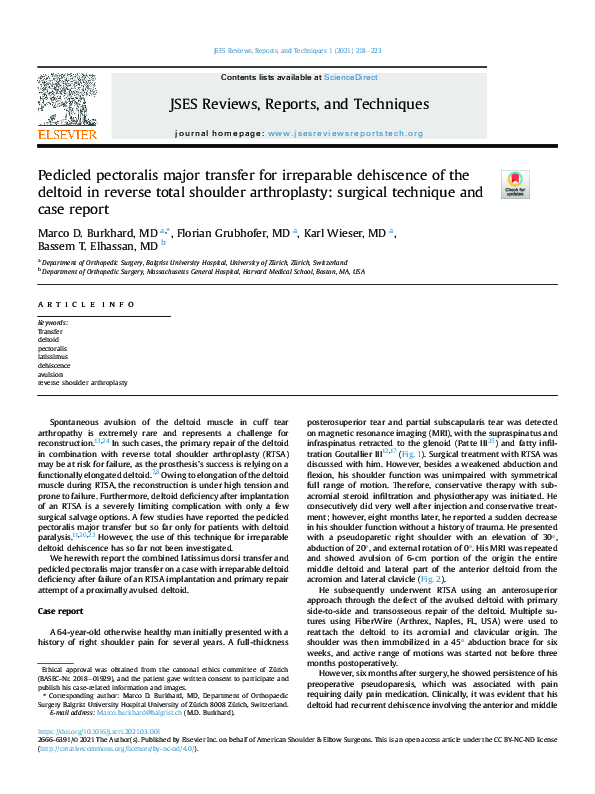 (PDF) Pedicled pectoralis major transfer for irreparable dehiscence of ...