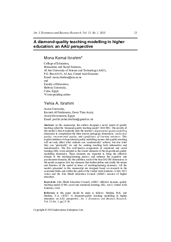 (PDF) A diamond-quality teaching modelling in higher education: an AAU ...