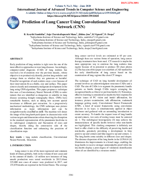 (PDF) Prediction of Lung Cancer Using Convolutional Neural Network (CNN)