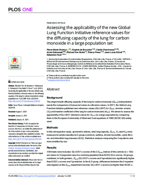 Pdf Assessing The Applicability Of The New Global Lung Function Initiative Reference Values