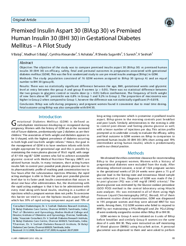 (PDF) Premixed insulin aspart 30 (Biasp 30) vs. premixed human insulin ...