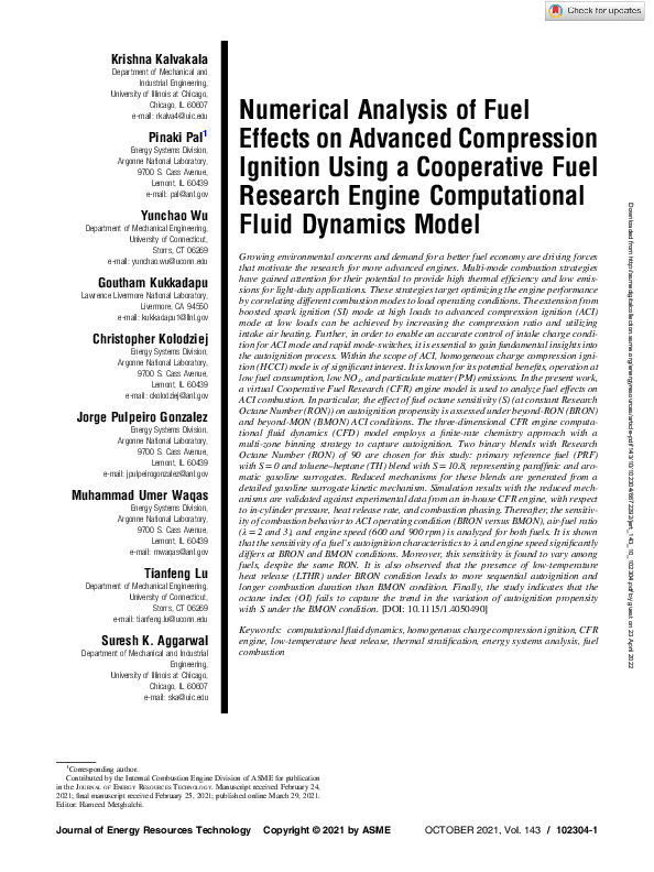 (PDF) Numerical Analysis of Fuel Effects on Advanced Compression ...