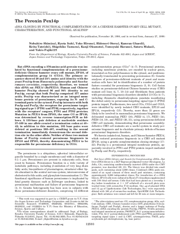 (PDF) The Peroxin Pex14p