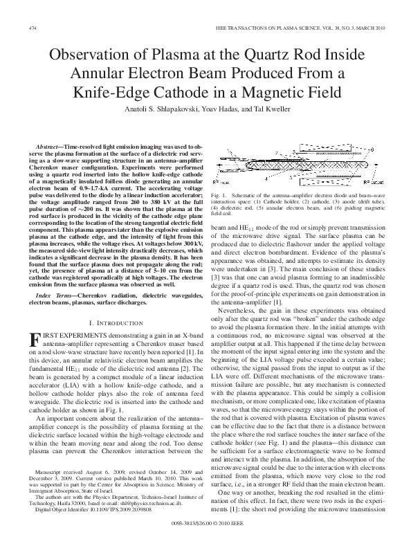 (PDF) Observation of Plasma at the Quartz Rod Inside Annular Electron Beam Produced From a Knife ...