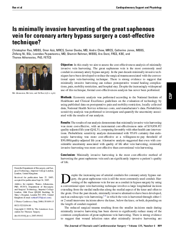 (PDF) Is minimally invasive harvesting of the great saphenous vein for ...