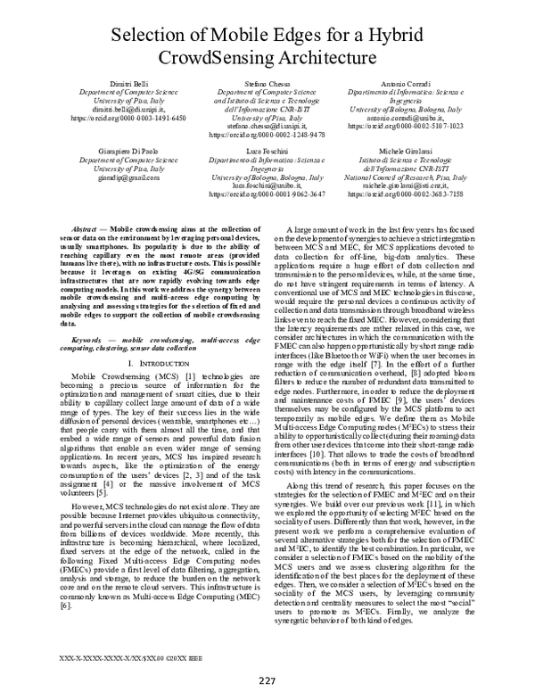 (PDF) Selection of Mobile Edges for a Hybrid CrowdSensing Architecture