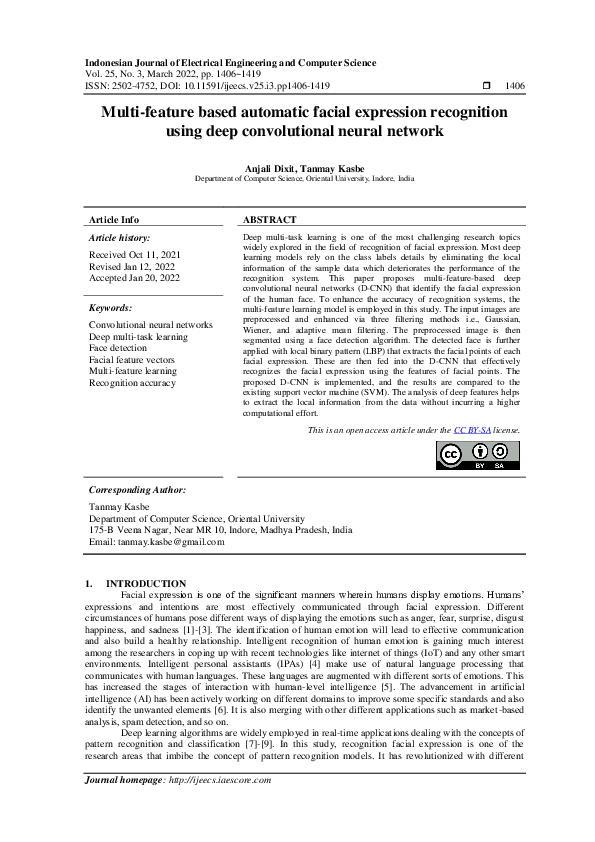 Pdf Facial Expression Recognition Via D Cnn