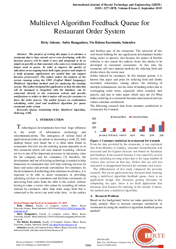(PDF) Multilevel Algorithm Feedback Queue for Restaurant Order System ...