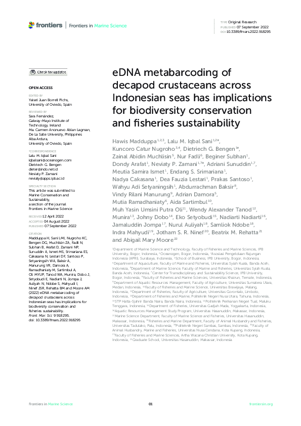(PDF) eDNA metabarcoding of decapod crustaceans across Indonesian seas ...