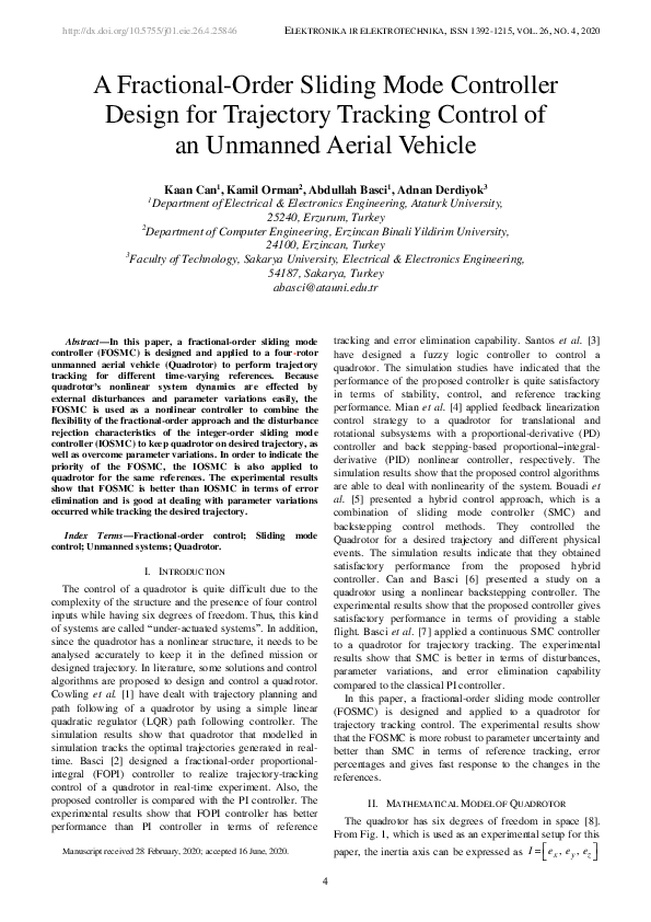 Pdf A Fractional Order Sliding Mode Controller Design For Trajectory