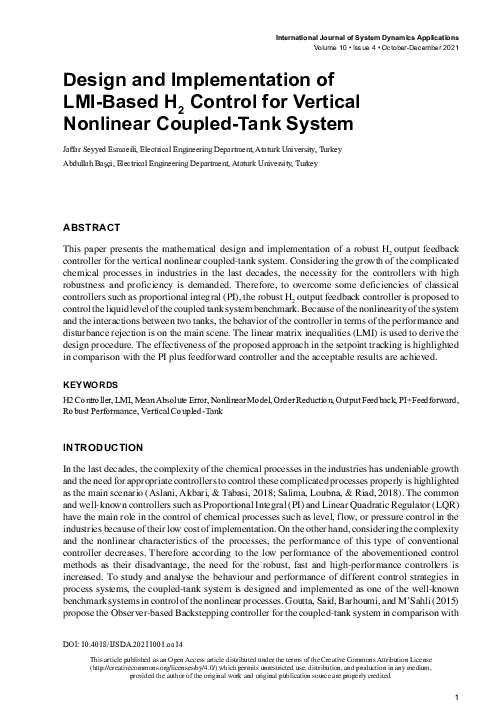 Pdf Design And Implementation Of Lmi Based H2 Control For Vertical