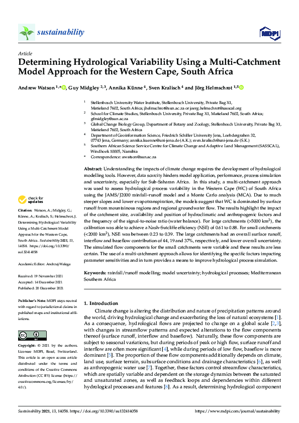 Pdf Determining Hydrological Variability Using A Multi Catchment