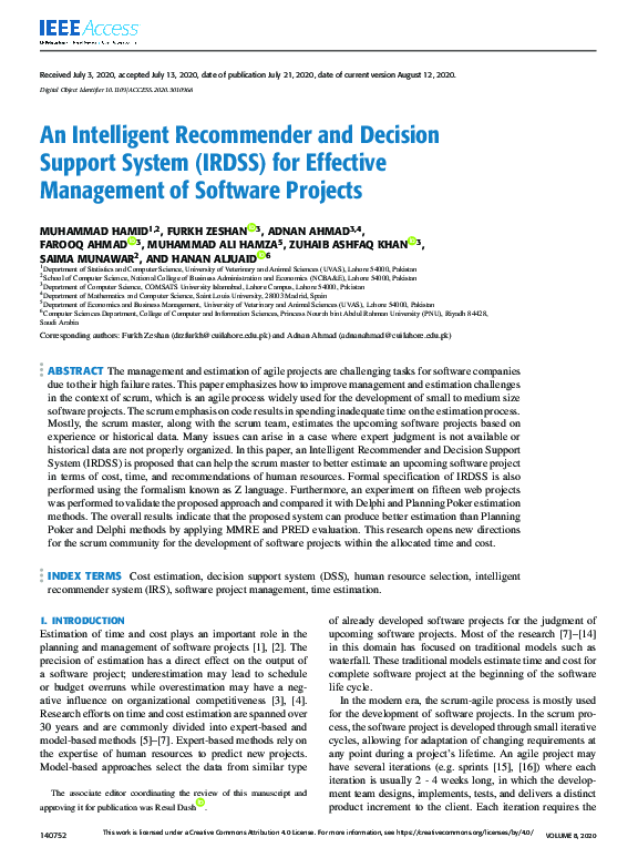 (PDF) An Intelligent Recommender and Decision Support System (IRDSS) for Effective Management of ...
