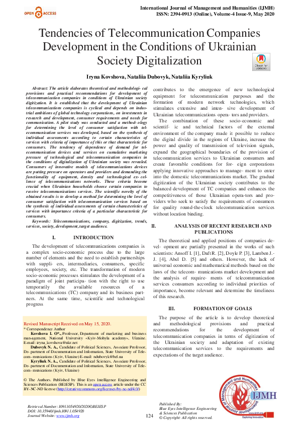 (PDF) Tendencies of Telecommunication Companies Development in the ...