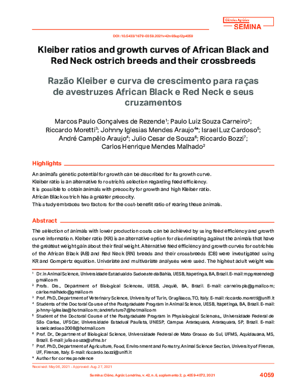 (PDF) Kleiber ratios and growth curves of African Black and Red Neck ...