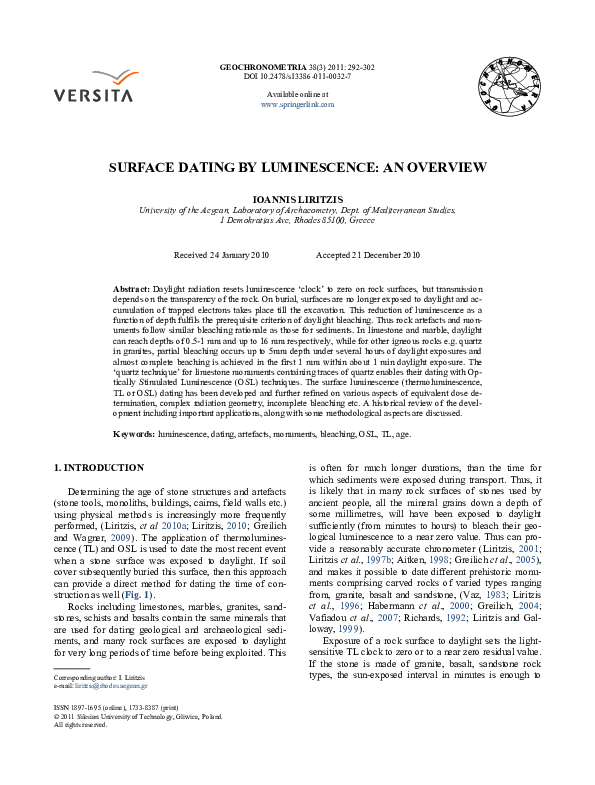 (PDF) Surface dating by luminescence: An overview