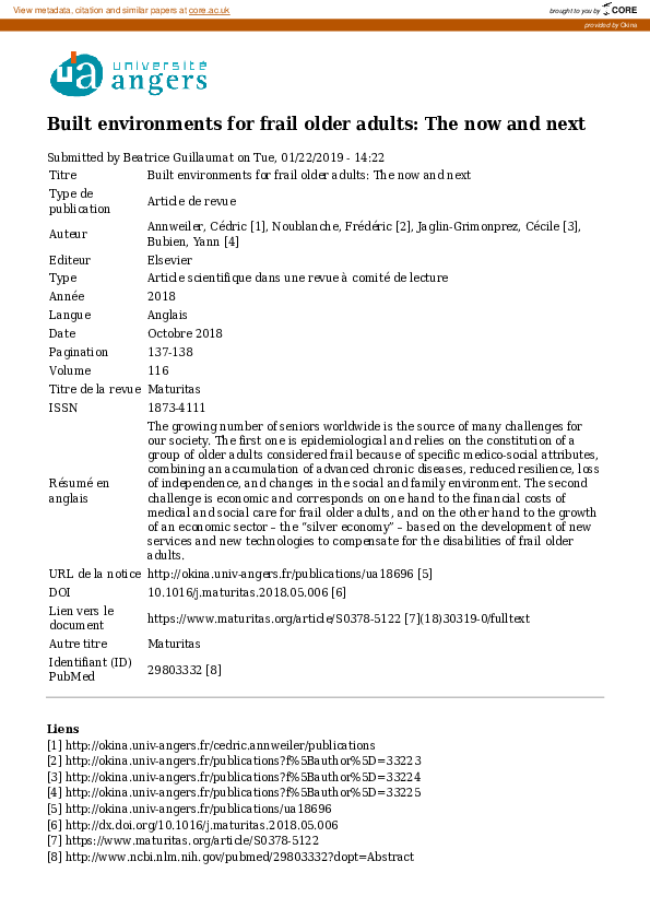 (PDF) Built environments for frail older adults: The now and next ...