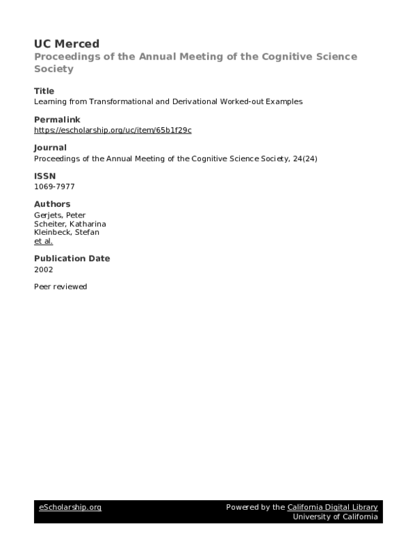 (PDF) Learning from Transformational and Derivational Worked-out ...
