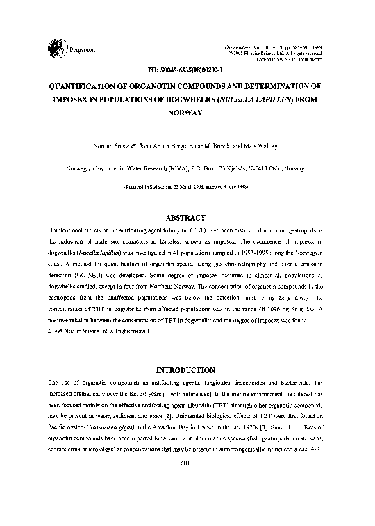 (PDF) Quantification of organotin compounds and determination of ...