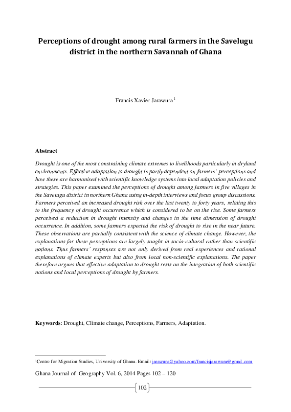 (PDF) Perceptions of drought among rural farmers in the Savelugu ...