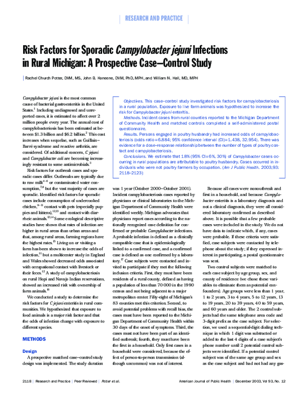 (PDF) Risk Factors for Sporadic Campylobacter jejuni Infections in ...