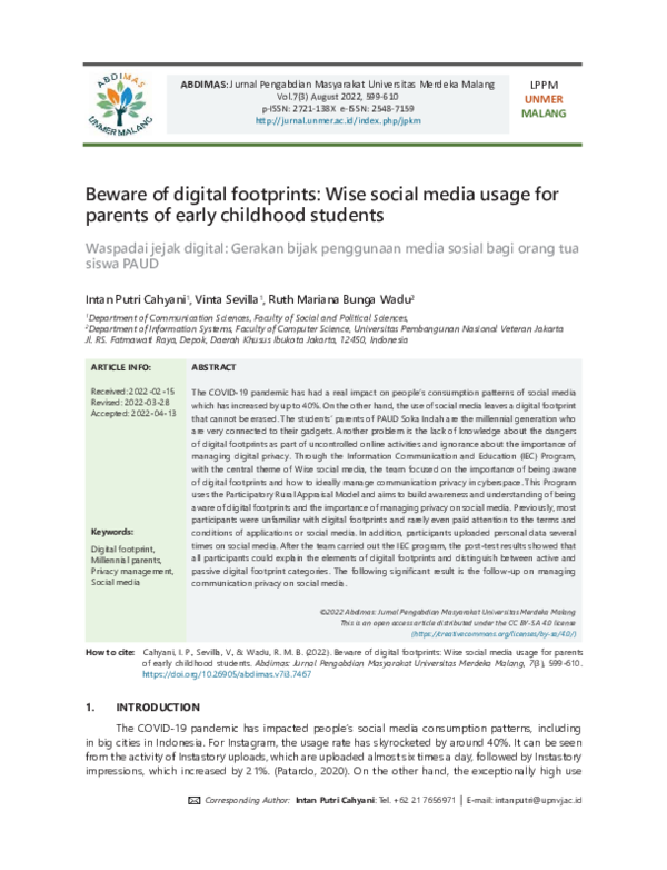 (PDF) Beware of digital footprints: Wise social media usage for parents ...