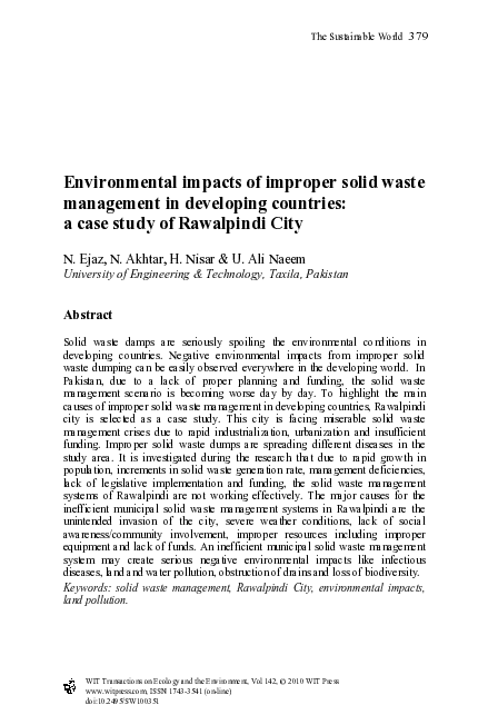 (PDF) Environmental impacts of improper solid waste management in ...