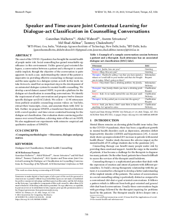 (PDF) Speaker and Time-aware Joint Contextual Learning for Dialogue-act Classification in ...