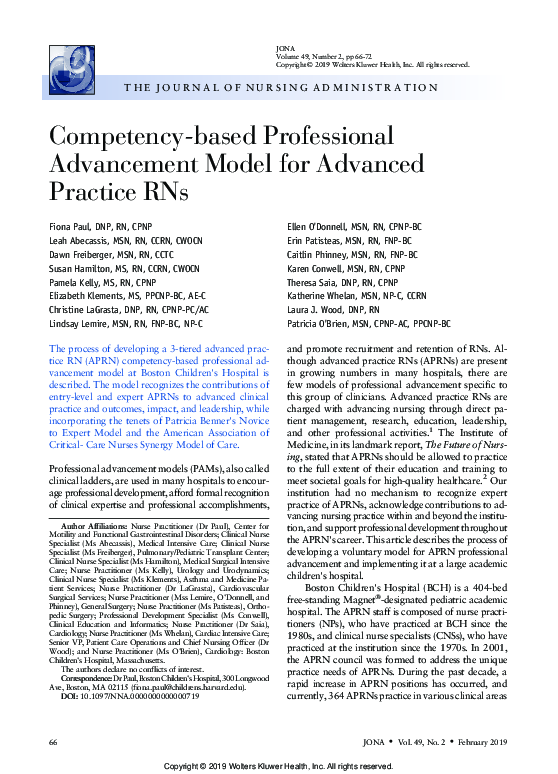 (PDF) Competency-based Professional Advancement Model for Advanced ...