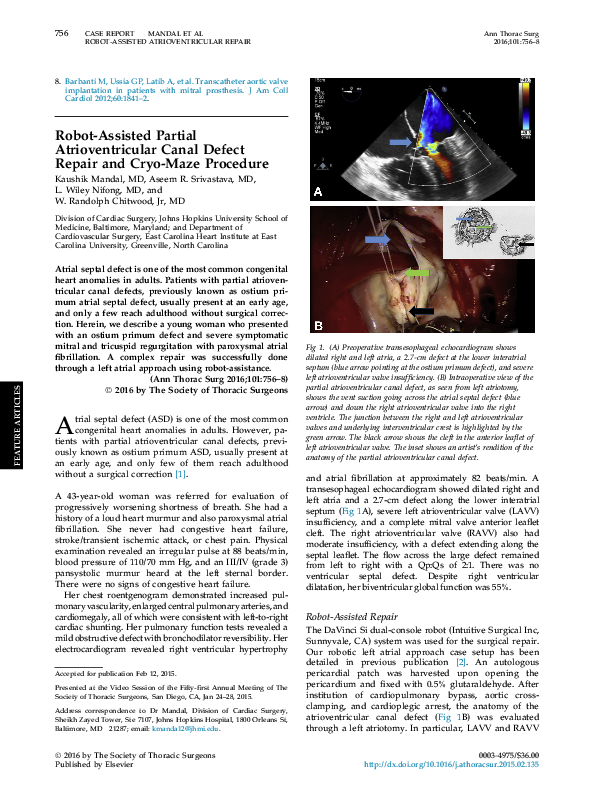 (PDF) Robot-Assisted Partial Atrioventricular Canal Defect Repair and ...