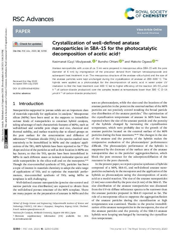 (PDF) Crystallization of well-defined anatase nanoparticles in SBA-15 ...