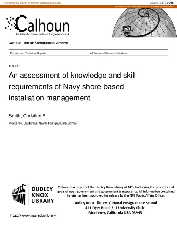 (PDF) An Assessment of Knowledge and Skill Requirements of Navy Shore ...