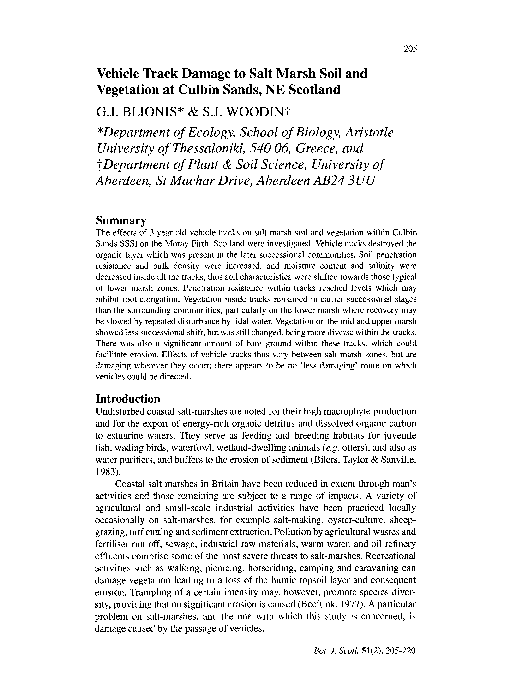 (PDF) Vehicle track damage to salt marsh soil and vegetation at Culbin ...