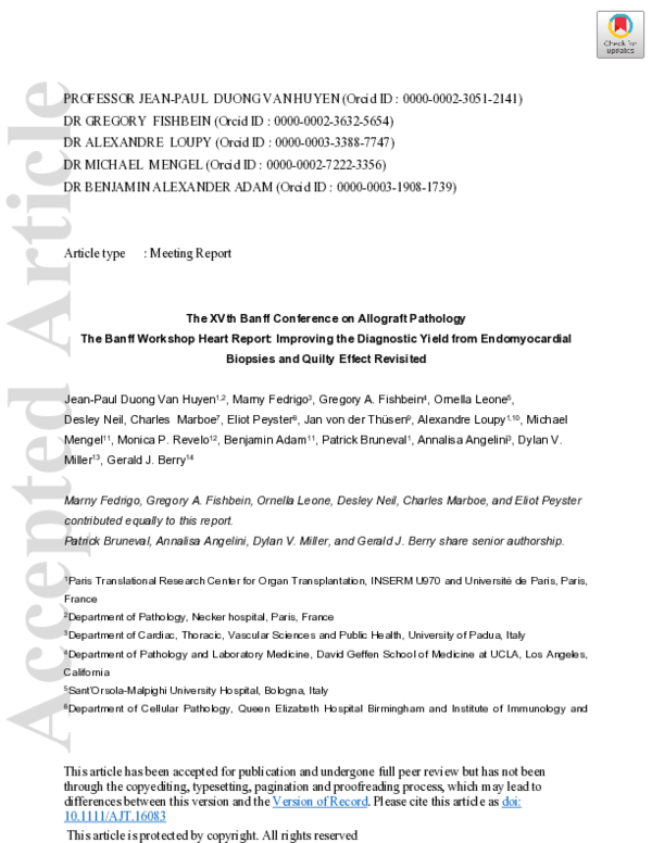 (PDF) The XVth Banff Conference on Allograft Pathology the Banff ...